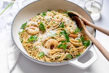 how to cook prawns and spaghetti